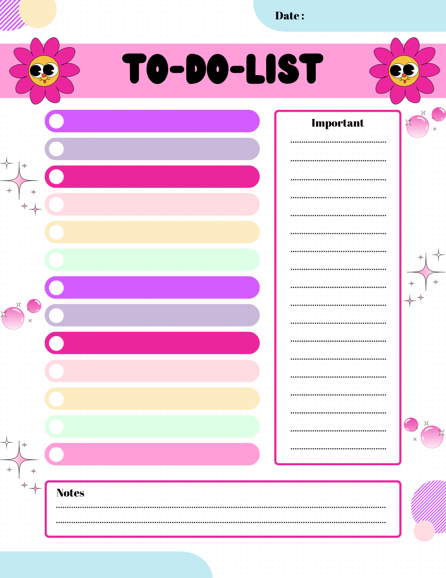 Pretty Downloadable To-Do List - Pretty Templates - Desk Planner